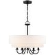 Martina 5-Light Black Chandelier Light with White Double Drum Shade ...